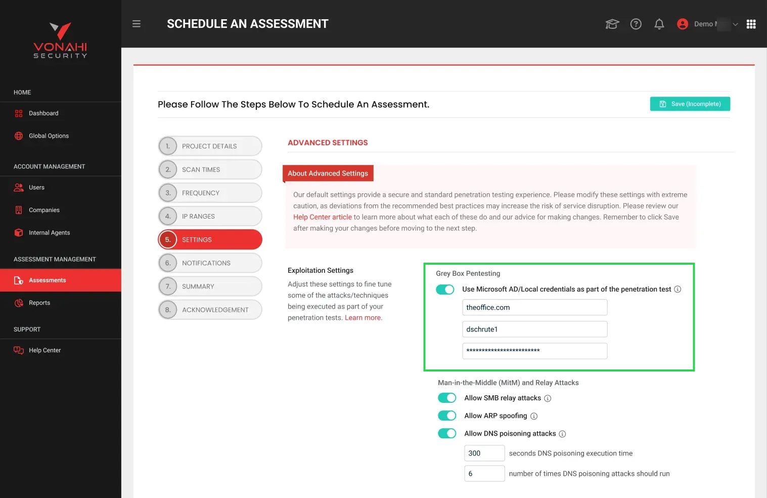 Grey box internal penetration testing