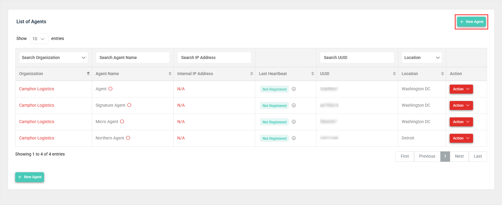 Creating and managing internal Agents
